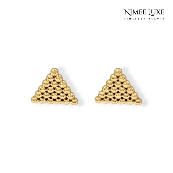 Pyramid Gold Studs Earrings NLE134G Anti-Tarnish, Waterproof, 18K Gold ...